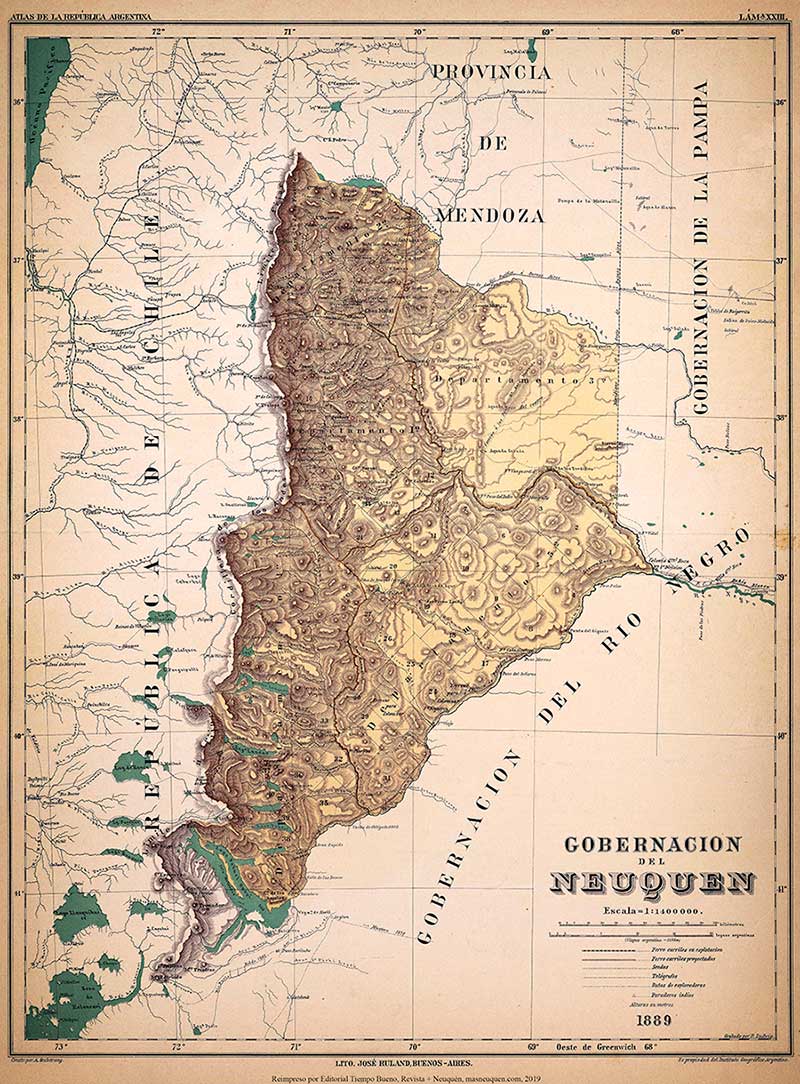 Mapa de la Gobernación del Neuquén - 1889 | Más Neuquén