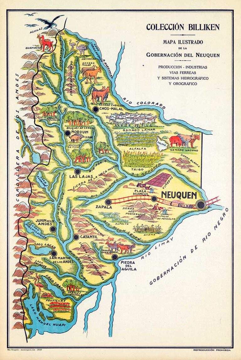 Mapa ilustrado de la Gobernación del Neuquén – Revista Billiken, 1933 ...