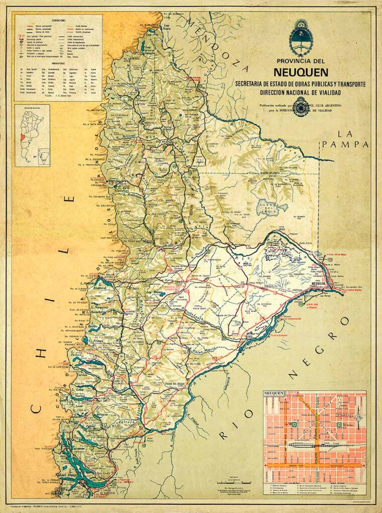 Mapa de Neuquén – 1972 – Vialidad Nacional → Más Neuquén